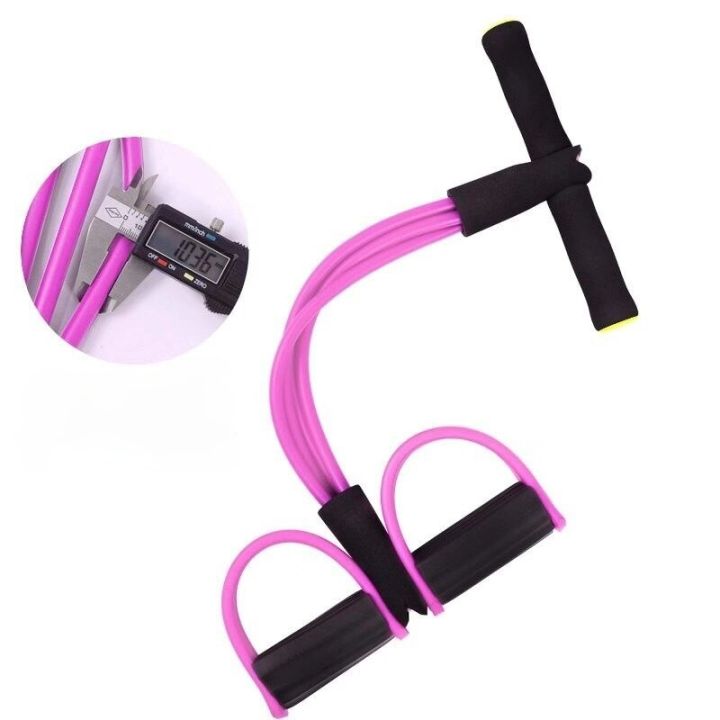 【Pink 4 Resistanc Elastic Pull Exerciser Rower Belly Resistance Band ...