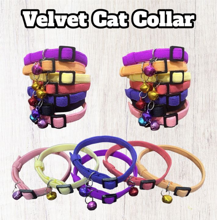 Cat & Puppy Adjustable Velvet / Nylone Collar With Bell, Puppy Neck ...