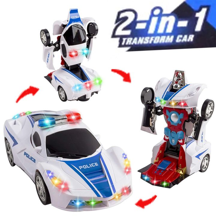 2-In-1 Robot Toy Police Car Transformer Robot With Lights And Sounds ...