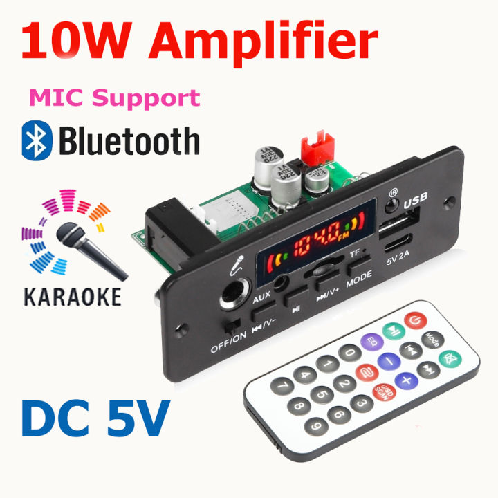 10W Amplifier mic support 5V USB Bluetooth decoder board MP3 FM car kit ...