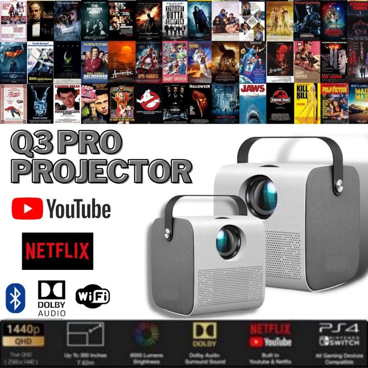 [READY STOCK] Android Version Q3PRO Portable Smart Mini Projector home projector home cinema 4K ...