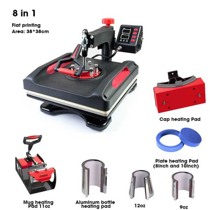 8 in 1 Combo Heat Press Machine P8038-R220V8 For t shirt logo | Daraz.lk
