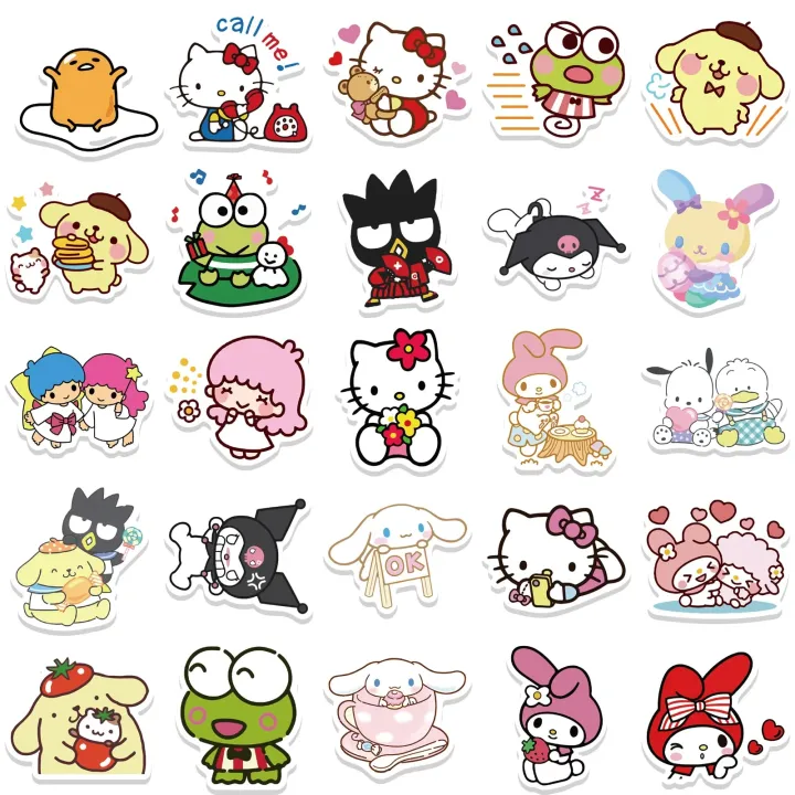 50pcs Sanrio Stickers Cute Cinnamoroll Kuromi My Melody Sticker For ...
