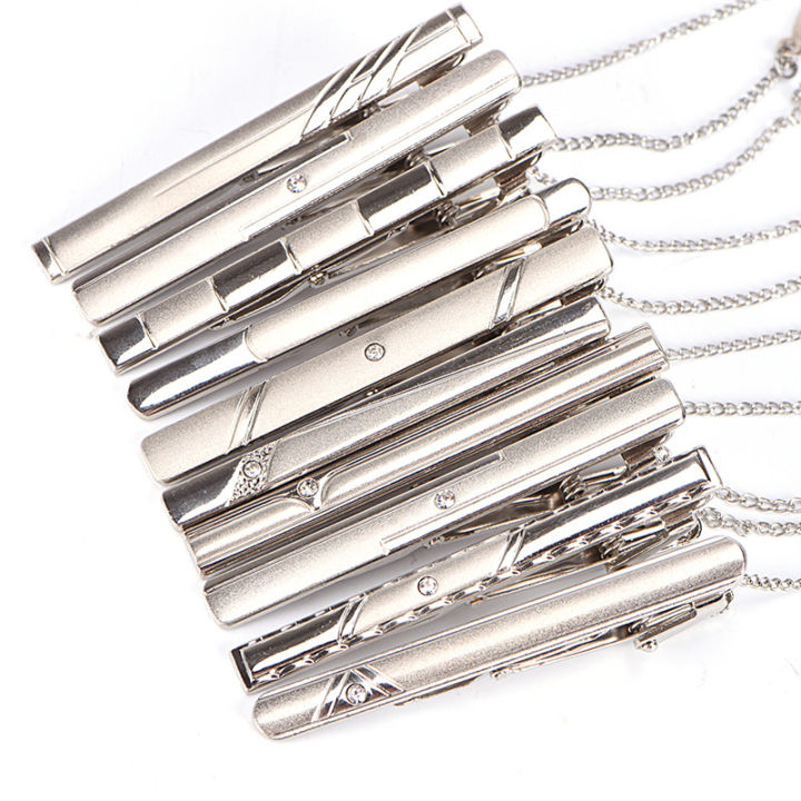Men Silver Necktie Tie Clip Stainless Steel Plain Clasp Bars Pins Clips ...