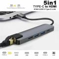 5 in 1 USB C Hub Type C To 4K HD Adapter with RJ45 Network 1000M ...