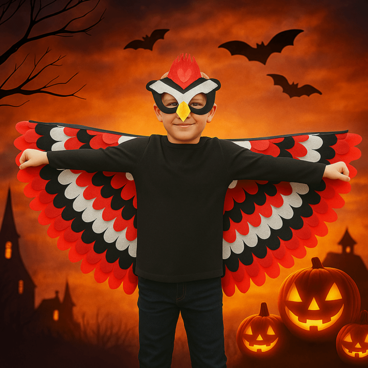 Cute Felt Cloth Halloween Cloak with Robe Bird Wings Halloween Children ...