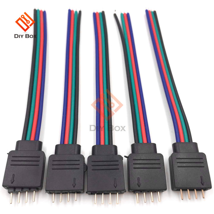 5pcs Male Female 4pin Led Strip Cable Connector Adapter Wire Rgb Rgbw ...