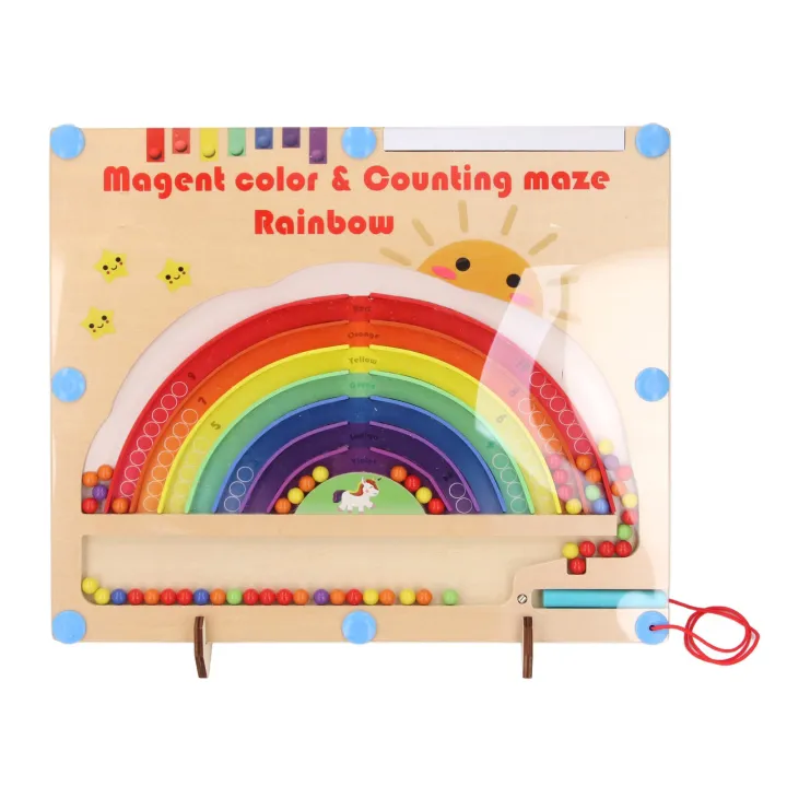 Wooden Color and Number Maze Board Safe Colorful Color Matching Board ...