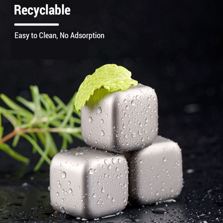 Ti Whiskey Stones Set Reusable Ti Metal Ice Cubes Non-Melting ...