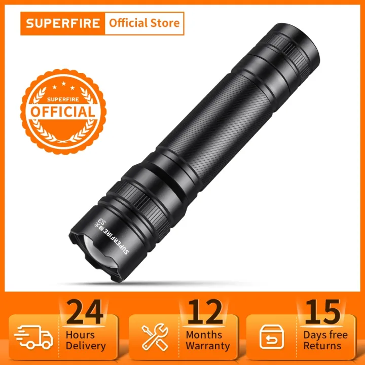 SUPERFIRE S3 Best Mini EDC 18650 Flashlight 5 Modes Light Portable Torch With Zoomable Camping ...