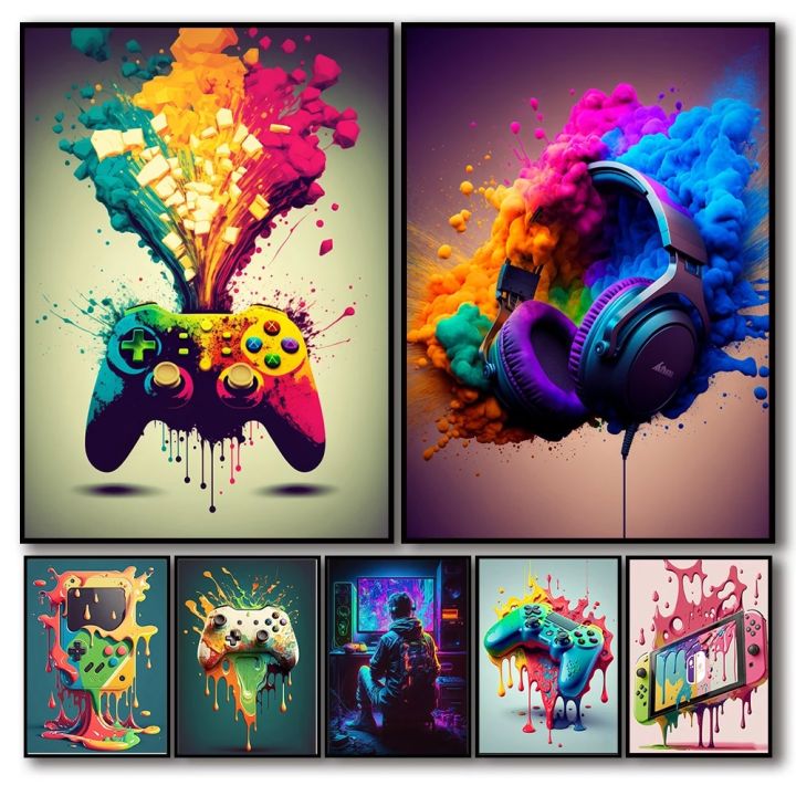 【HUT】 Colorful Game Controller Wall Art Poster Prints Nordic Aesthetic ...