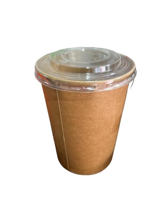 Disposable Kraft Paper Tub 1 ltr Kraft Curry Bowl with Transparent Lid ...