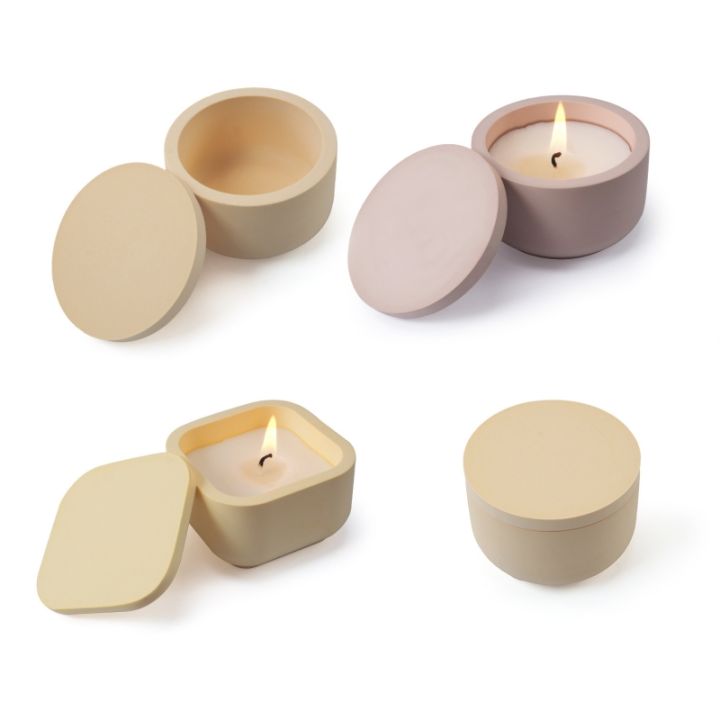 Cute Square Aromatherapy Candle Cup Silicone Mold Diy Concrete Candle ...