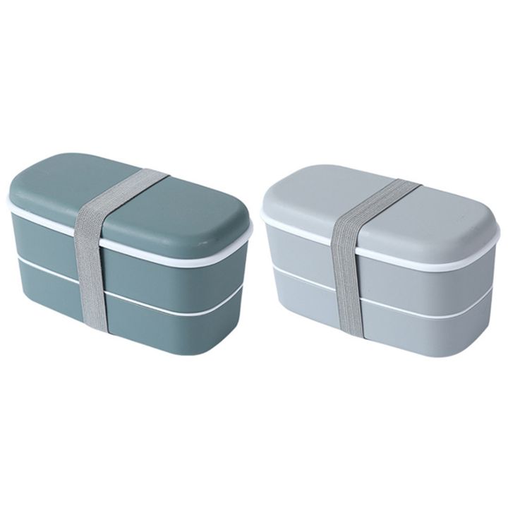 2set Microwavable 2 Layer Lunch Box with Compartments Leakproof Bento ...
