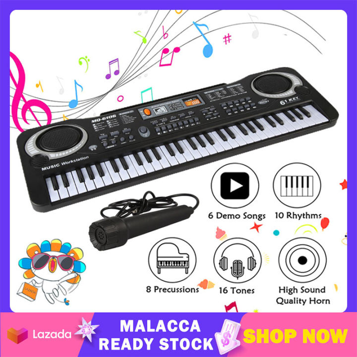 61 Keys Electronic Piano Organ Digital Keyboard With Microphone Kids ...