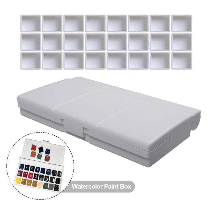 SF 12pcs/24pcs Half Empty Pan with Box Set for Watercolor Paint Grid ...