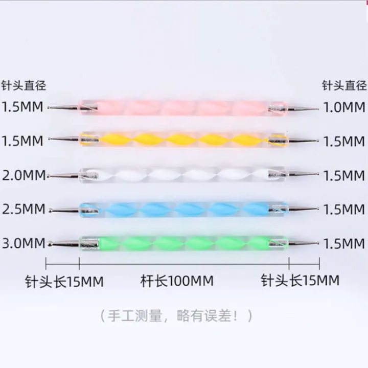 Nail Art Tools Spiral Rod Needle Dotting Rhinestone Hook Flower Double ...