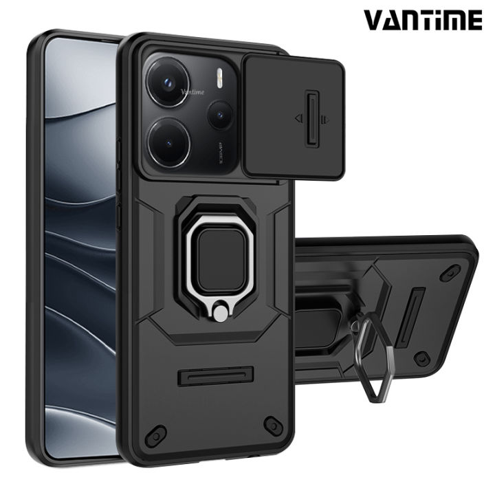 Vantime for Xiaomi Redmi Note 14 4G Hard Case Sliding Lens Protector Stand Back Cover support ...