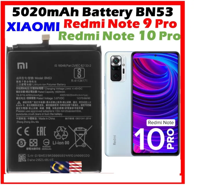 Xiaomi Redmi NOTE 9 PRO Battery BN53 BN-53 BN 53 Battery 5020mAh ...