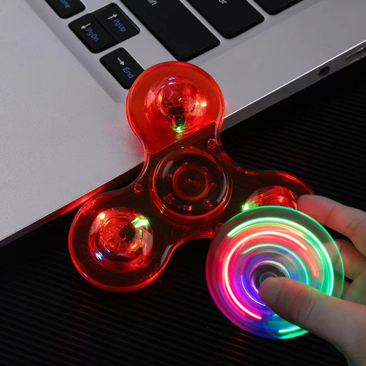 Hand Top Spinners Crystal Luminous LED light Fidget Spinner Glow in ...