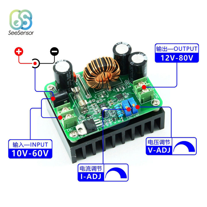 600w Dc-Dc Boost Converter 10v-60v To 12v-80v 10a Step Up Power Supply ...
