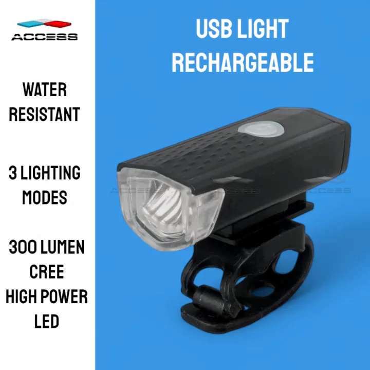 Bike LED Front Light USB Rechargeable 3 Mode Bright Cycling Headlight ...