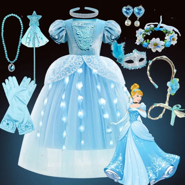 Carnival Glowing Princess Cinderella Ball Gown Girls Light up Birthday ...