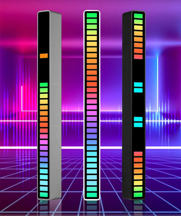 RGB Voice Control Rhythm Light - White Lamp with 32 Beads for Dynamic ...