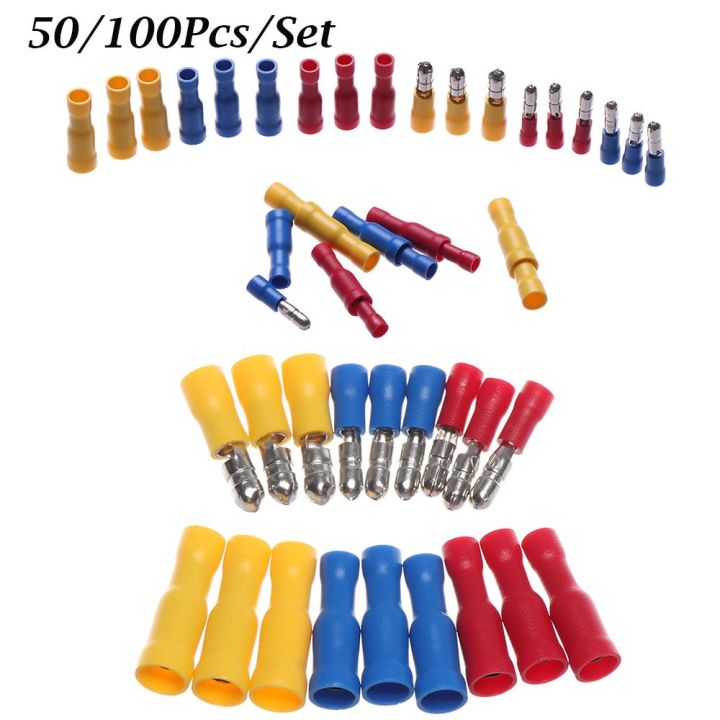 50/100Pcs/Set Kit Set Male & Female Electrical Automotive Crimp ...