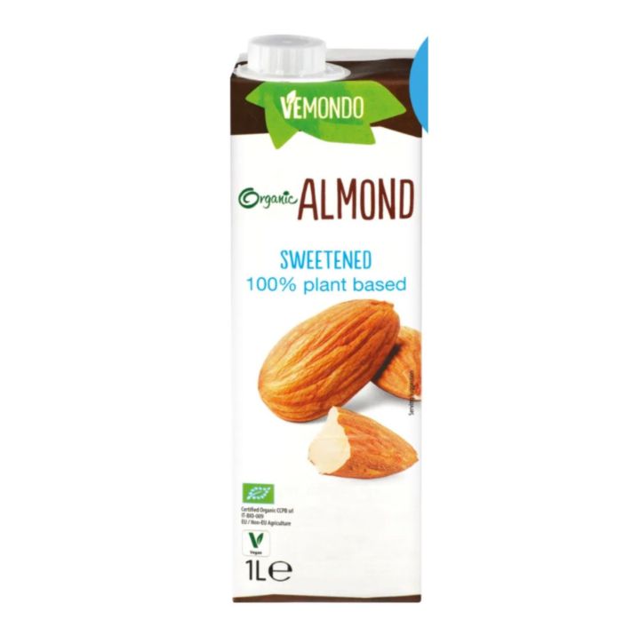 Organic Almond Milk Sweetened Drink 1L bevanda mandorla Vemondo Made in ...