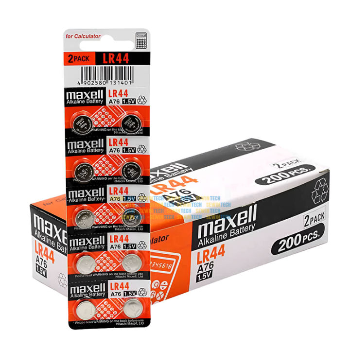 10Pcs/2Pcs Maxell LR44 / A76 / AG13 / SR44 1.5V Alkaline Button Coin ...