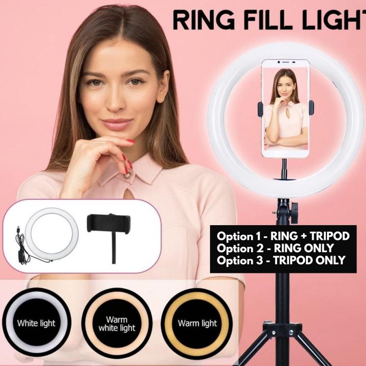 26CM Ring Light With 8ft Stand Tripod 10 Inch Selfie LED Ring Light ...
