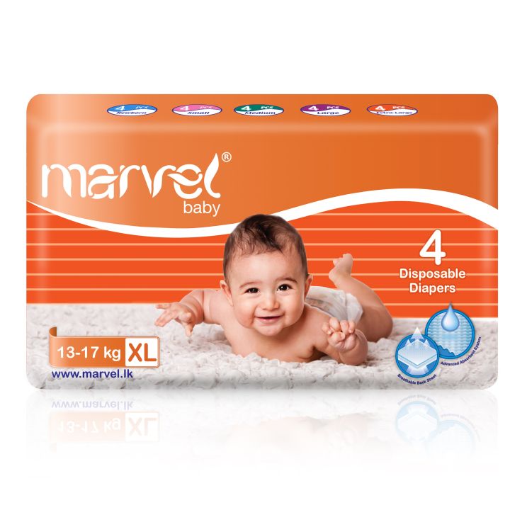 Marvel Baby Diapers XL 4 Pcs | Daraz.lk