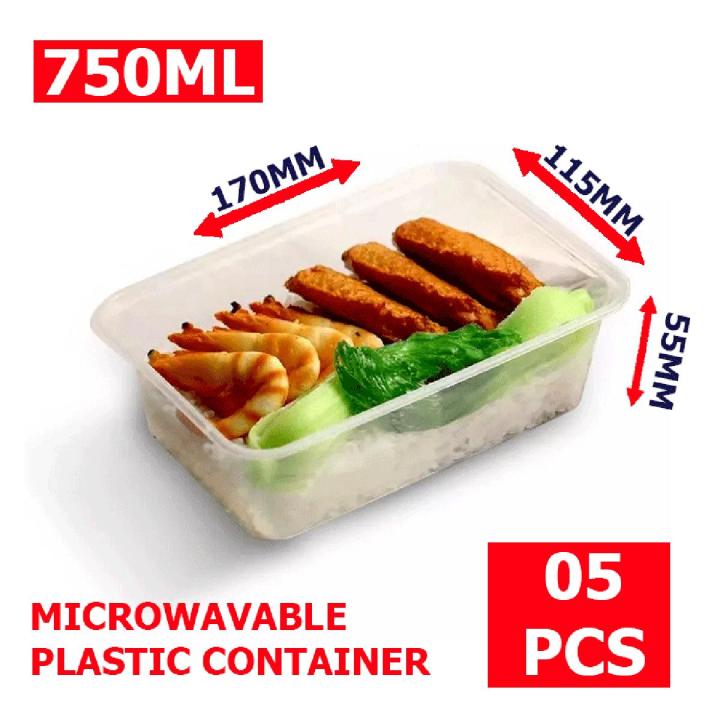 5 Pcs microwavable 750ML Plastic food & storage containers | Daraz.lk