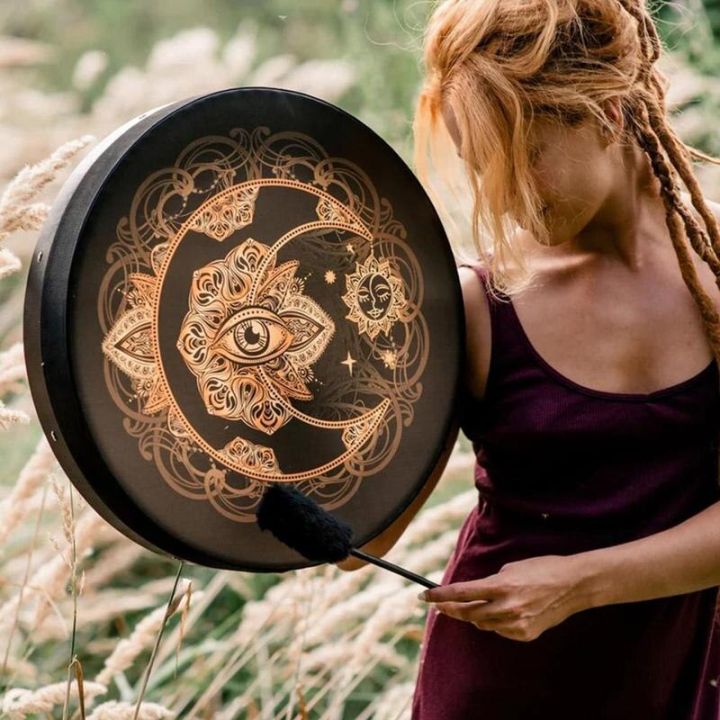 10 Inch Vegan Shaman Drum Alchemical Moon Sound Healing Tool Membrane ...