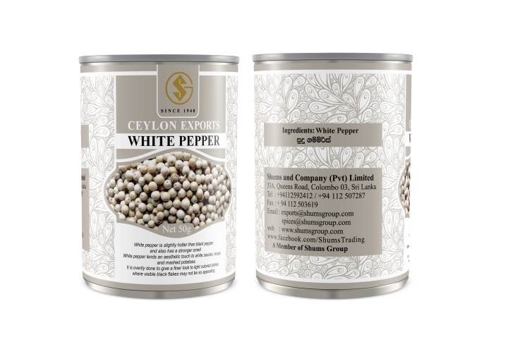 White Pepper Seeds 50g Can සුදු ගම්මිරිස් බීජ Ceylon Exports | Daraz.lk