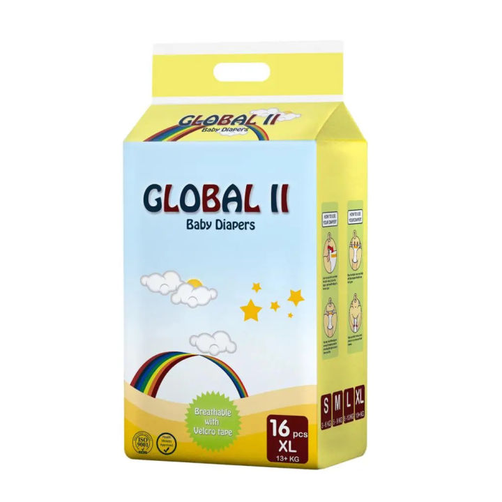 Global II Baby Diapers 16pcs XL (13kg+) | Daraz.lk