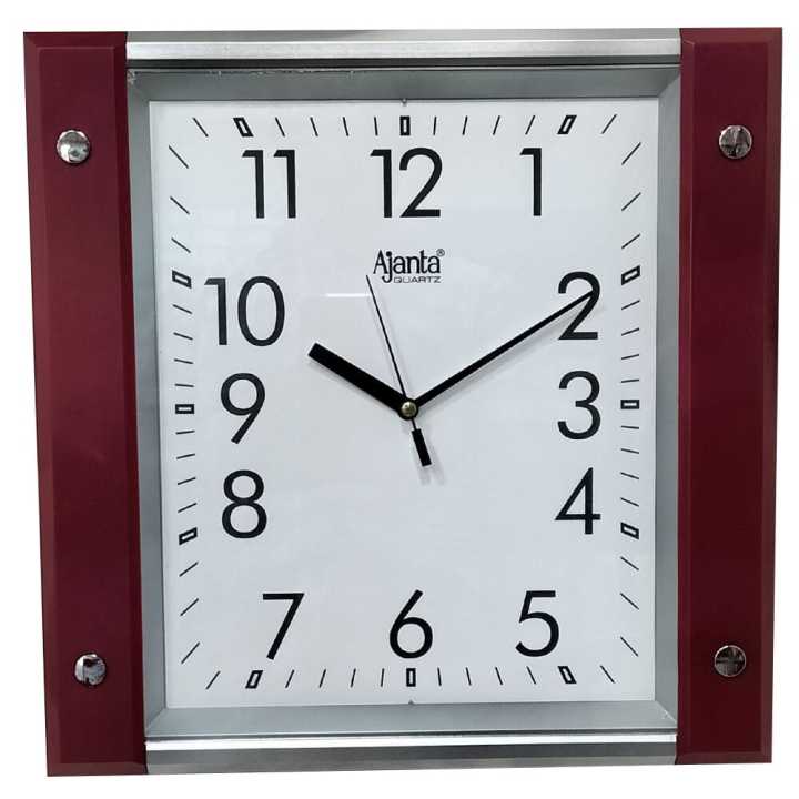 Genuine Ajanta Brand Wall Clock, Square Shape, Red White Color, Made in ...