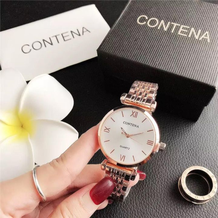 CONTENA Lovely Ladies Girls Casual Analog Quartz Fashionable Gold ...