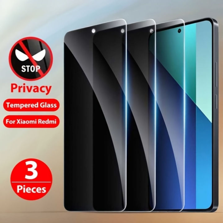 3Pcs Privacy Tempered Glass for Xiaomi Redmi Note 14 5G 13 12 11 Pro ...
