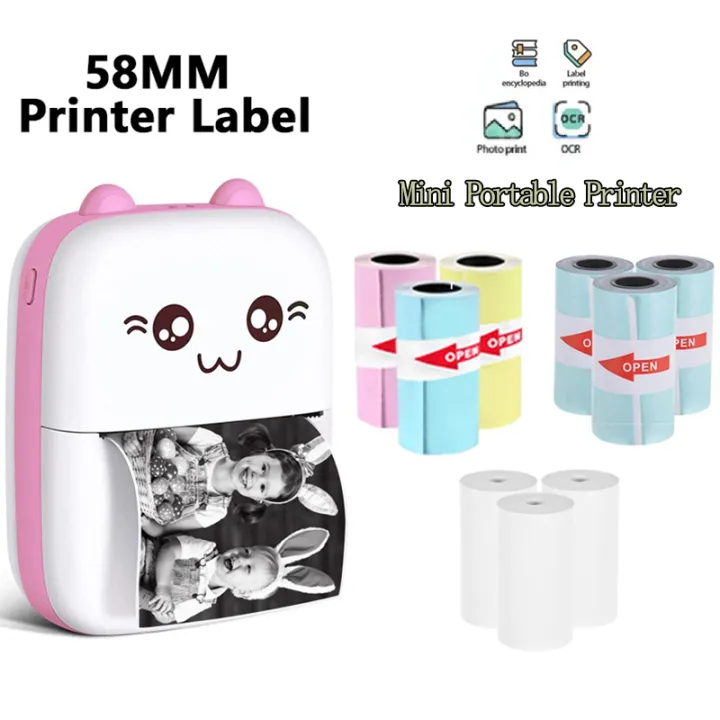 58mm Mini Portable Thermal Printer Cat Shapes Wireless BT 200dpi Photo ...