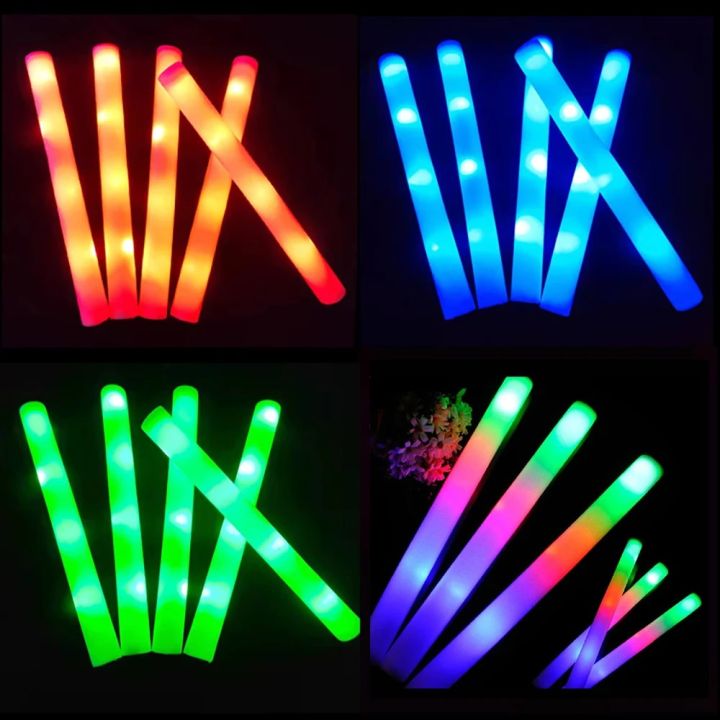 1PC LED Glow Sticks Bulk Colorful RGB Glow Foam Stick for Christmas ...