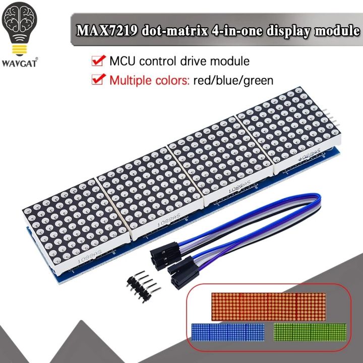 Max7219 Dot Matrix Module For Arduino Microcontroller 4 In One Display With 5p Line Red Green