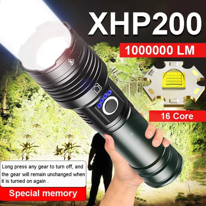99000000LM XHP200 High Power LED Flashlight Type-C USB Rechargeable ...
