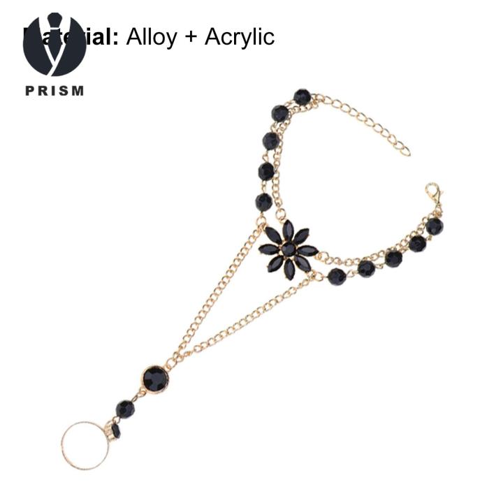 Prism Hand Harness Bracelet Flower Shape Luxury Women Ring Hand Chain ...