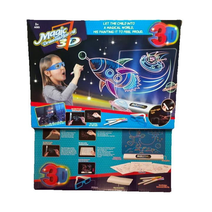 3D Magic Drawing Board Sketchpad Tablet Light Effects Puzzle Board ...