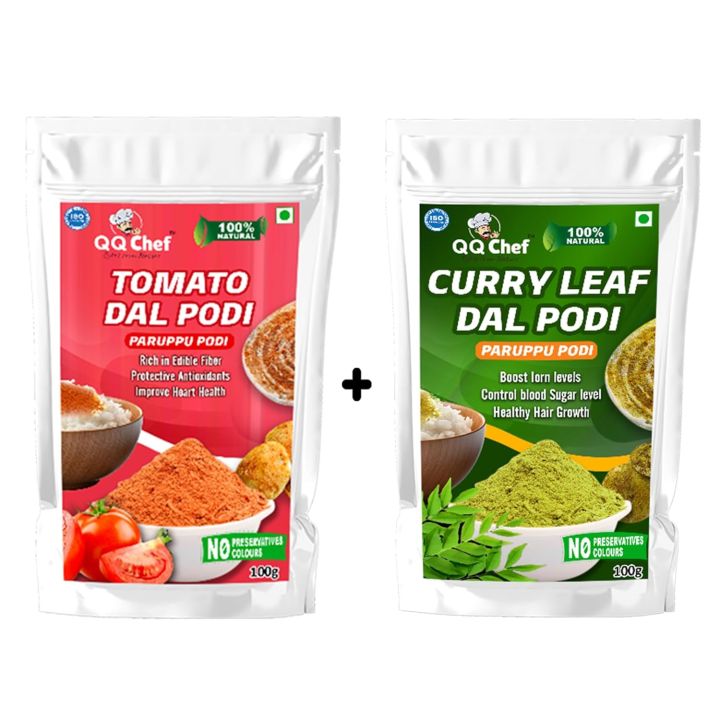 QQChef Tomato Rice Podi & Curry Leaf Dal Podi, Improves Digestion and ...