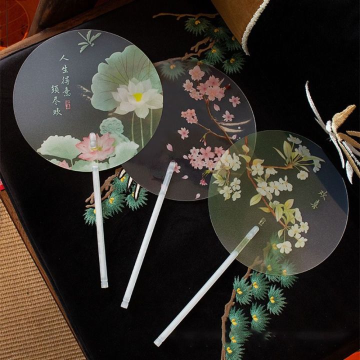 Durable Frosted Fan Handle Ancient Long-handled Fan Color Printing Anti ...