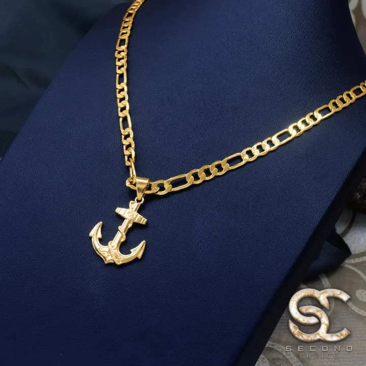 Gold Plated 24Inch Long 4MM LARA Chain with Ancor Pendent pendent for ...