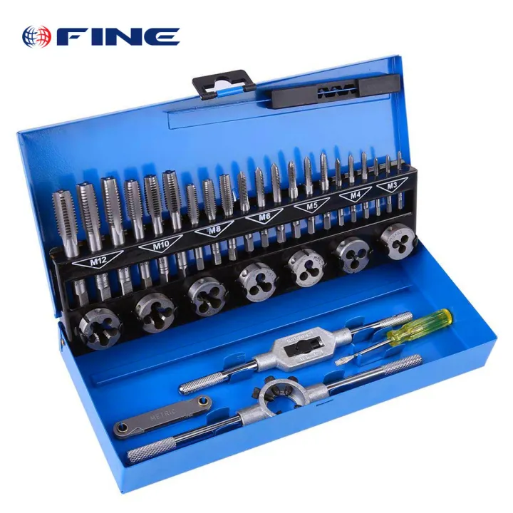 32pcs Fine Taps and Dies Set M3-M12 Screw Thread & Die Hand | Daraz.lk